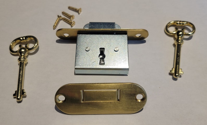 Lock - Full Mortise ROLL TOP DESK Lock Set With Rounded Plates Includes ...