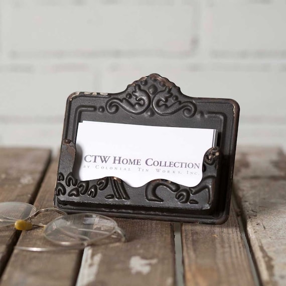 Embossed Distressed Metal Business Card Holder Farmhouse Black Pocket Vintage Style Etsy UK
