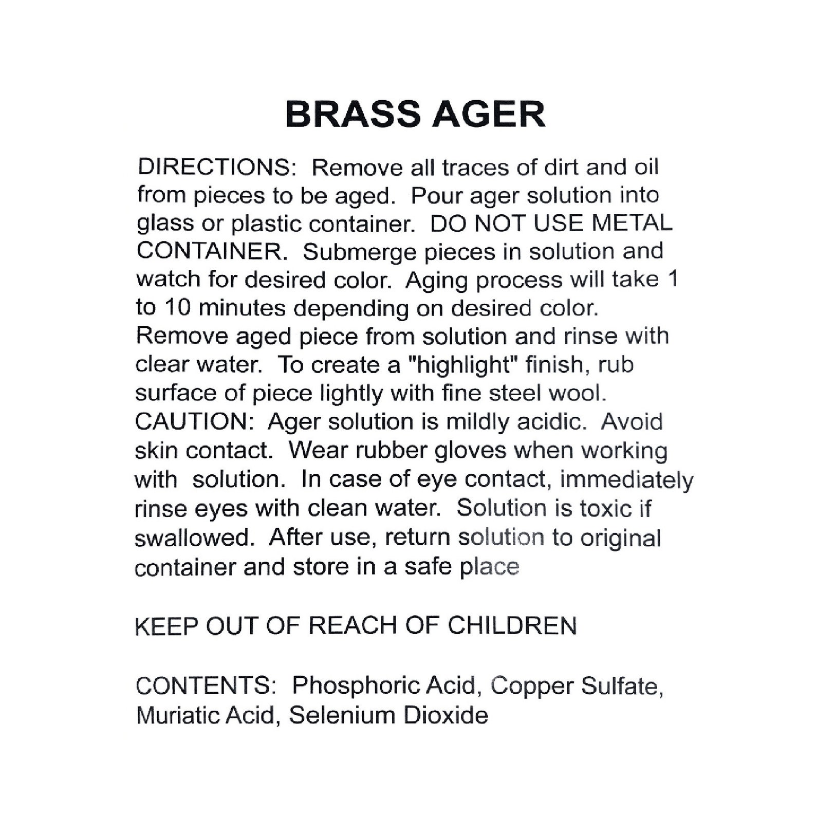 Brass Darkening Solution - Brass Patina - Metal Ager - 8 Ounce Bottle ...