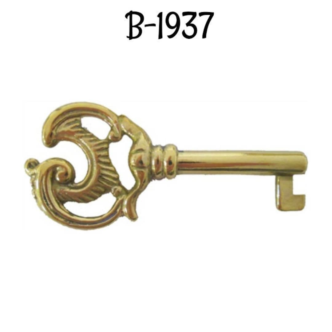 Key - Polished Cast Brass Ornate Fancy KEY for Your Vintage Pieces ...