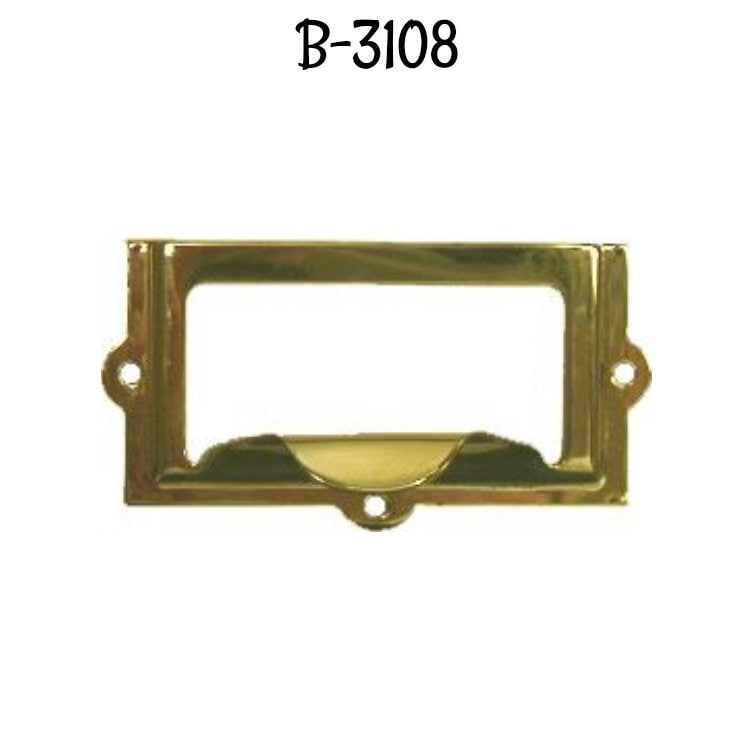 Card Holder - Stamped Brass Card Holder With Pull for Card Catalog or ...