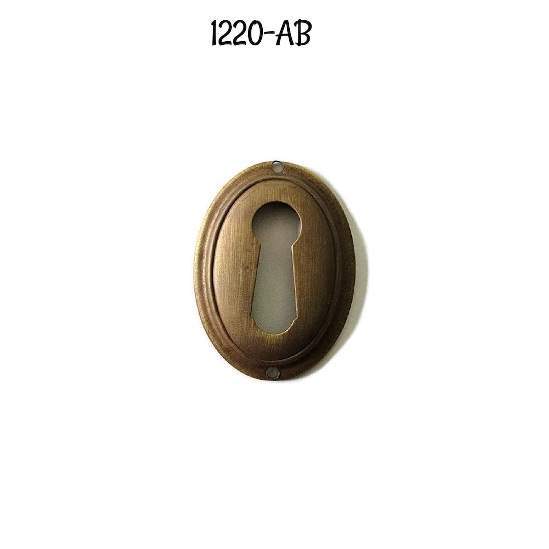 Key Hole Cover - Hepplewhite Antiqued Stamped Brass Vertical Horizontal ...