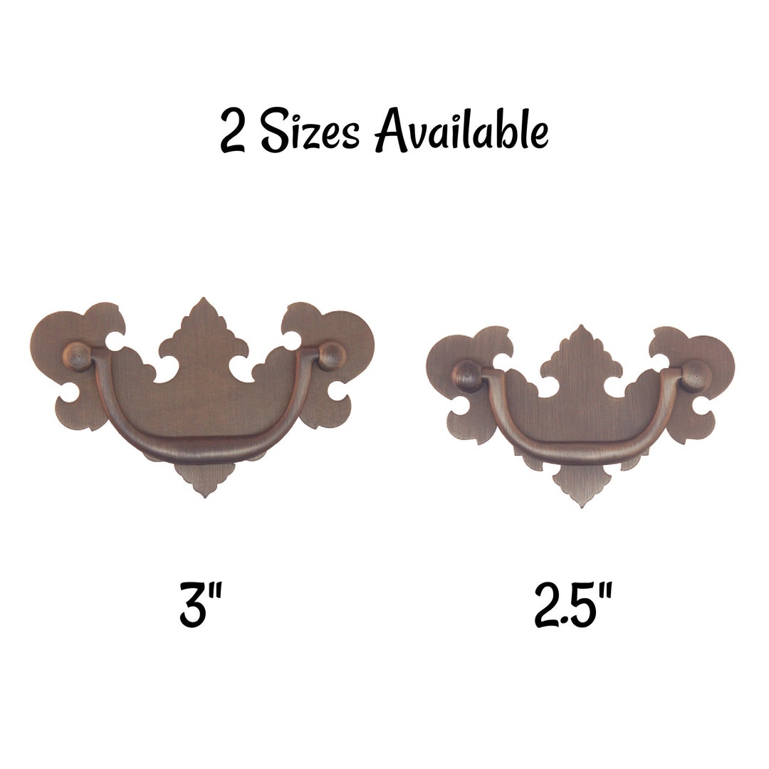 Drawer Pull - Stamped Antiqued Brass Chippendale Style DRAWER PULL With ...