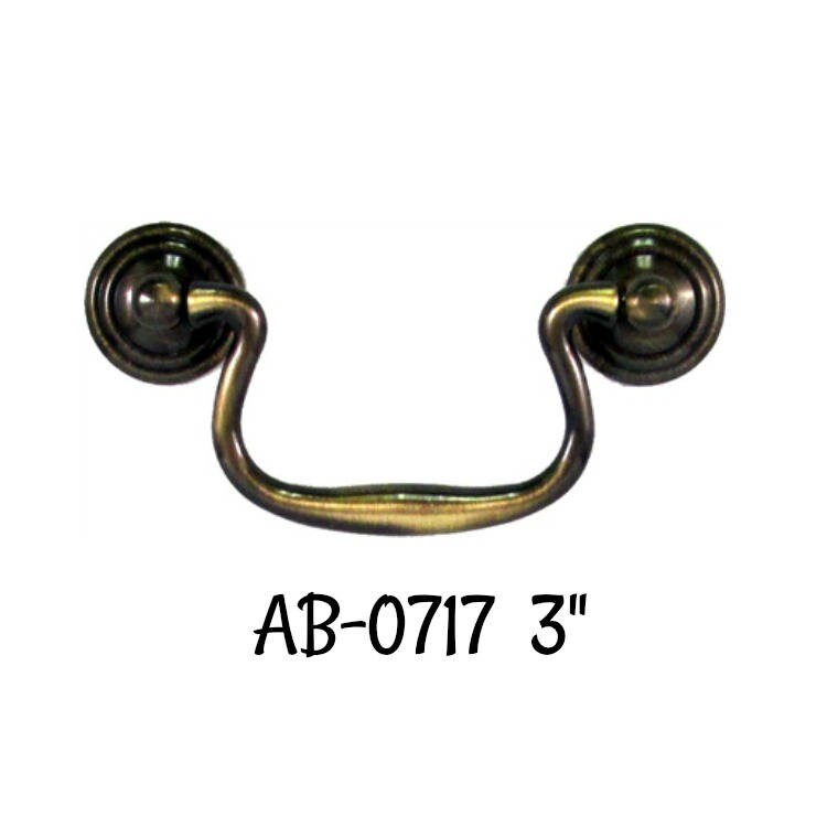 Drawer Pull - Queen Anne Style Antiqued Cast Brass Bail Pull With ...