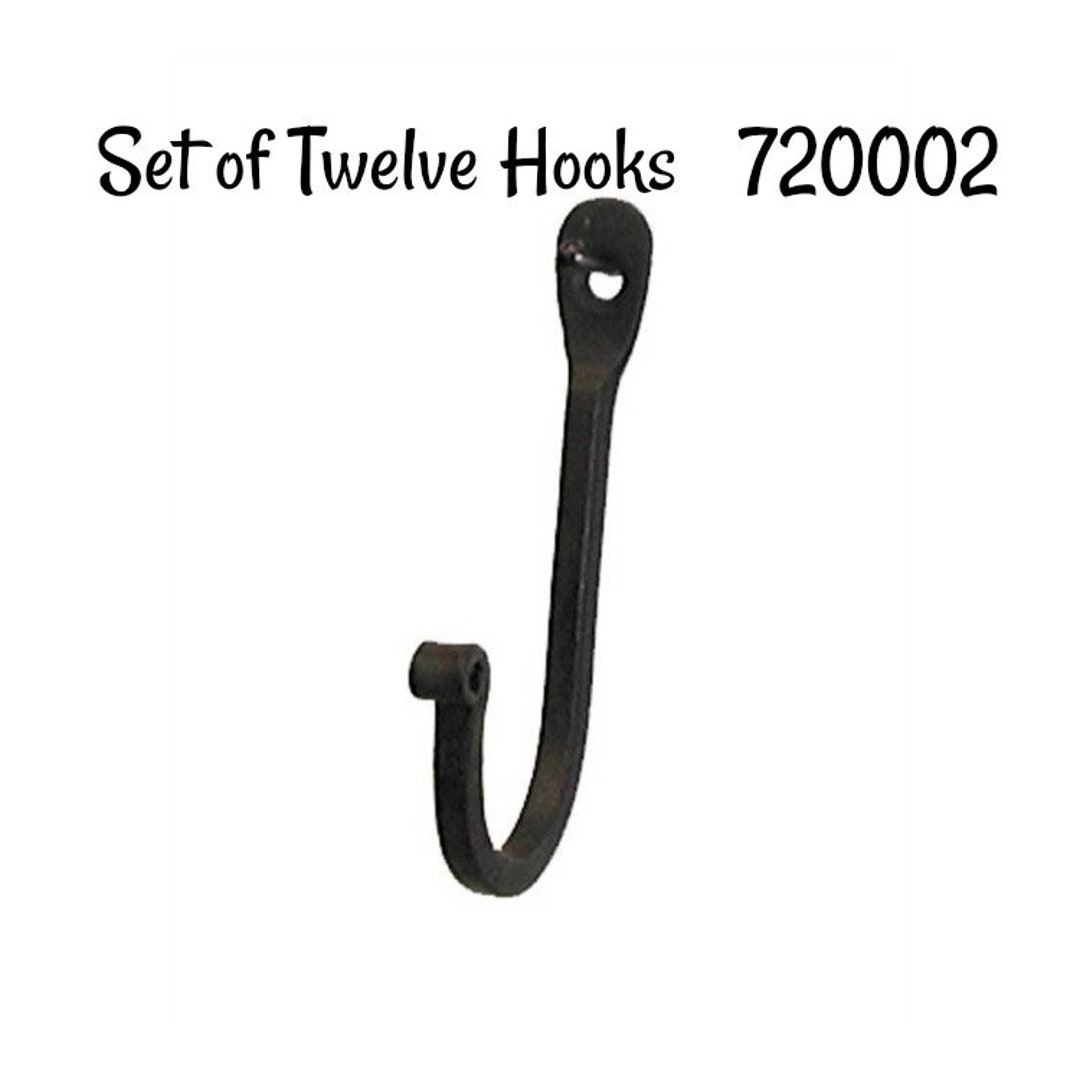 Plain Antique Style Hook - Set of Twelve Wrought Iron Coat Hooks - Etsy