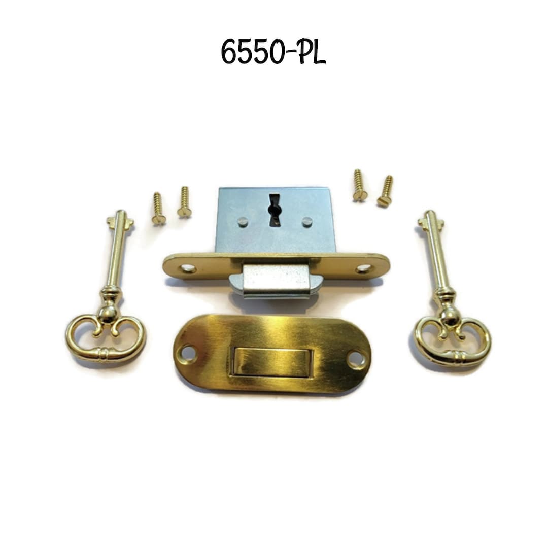 Lock - Full Mortise ROLL TOP DESK Lock Set With Rounded Plates Includes ...