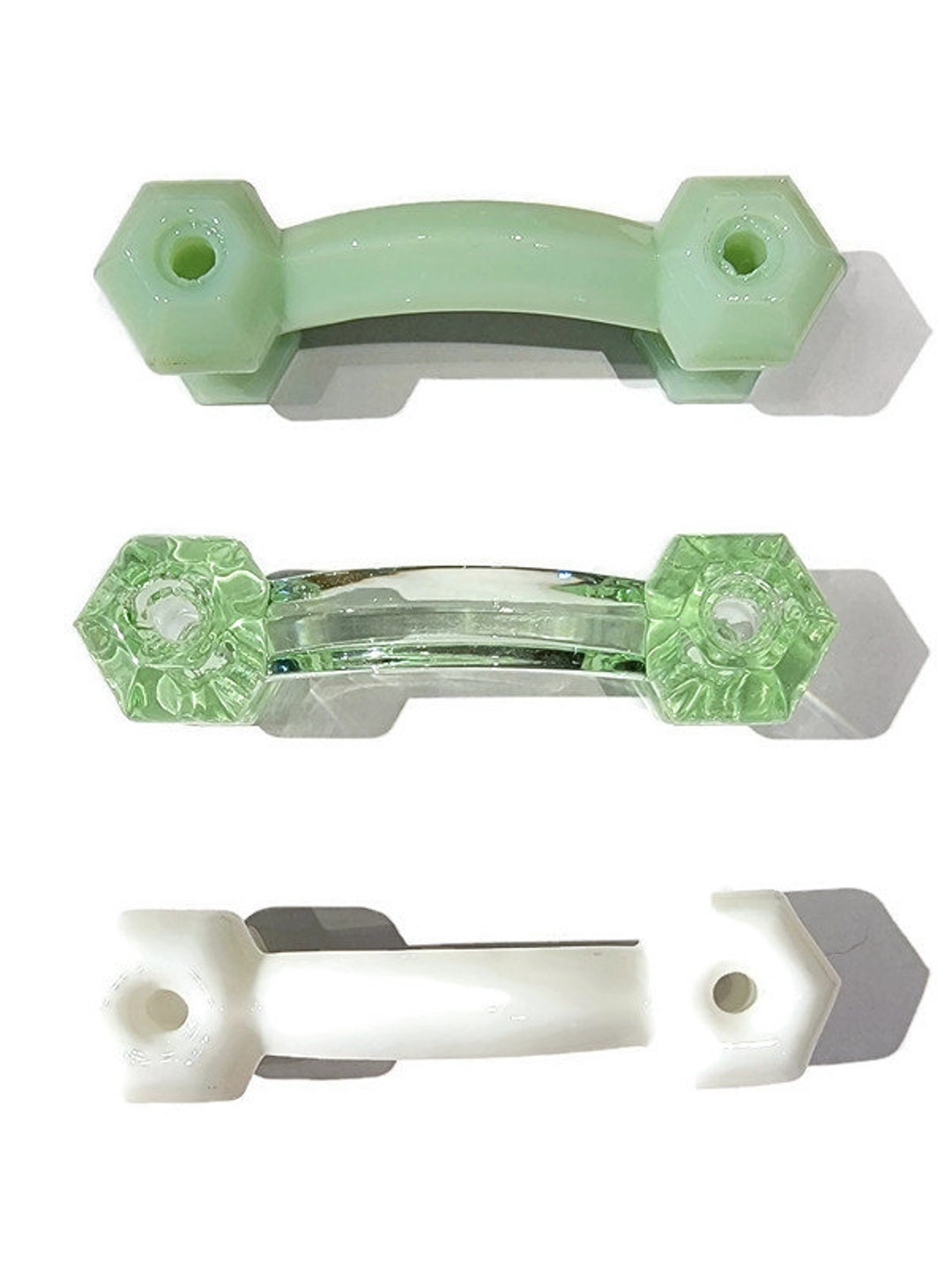 Front Mounted Glass Drawer Pull- Antique Style Glass Pull in Clear ...