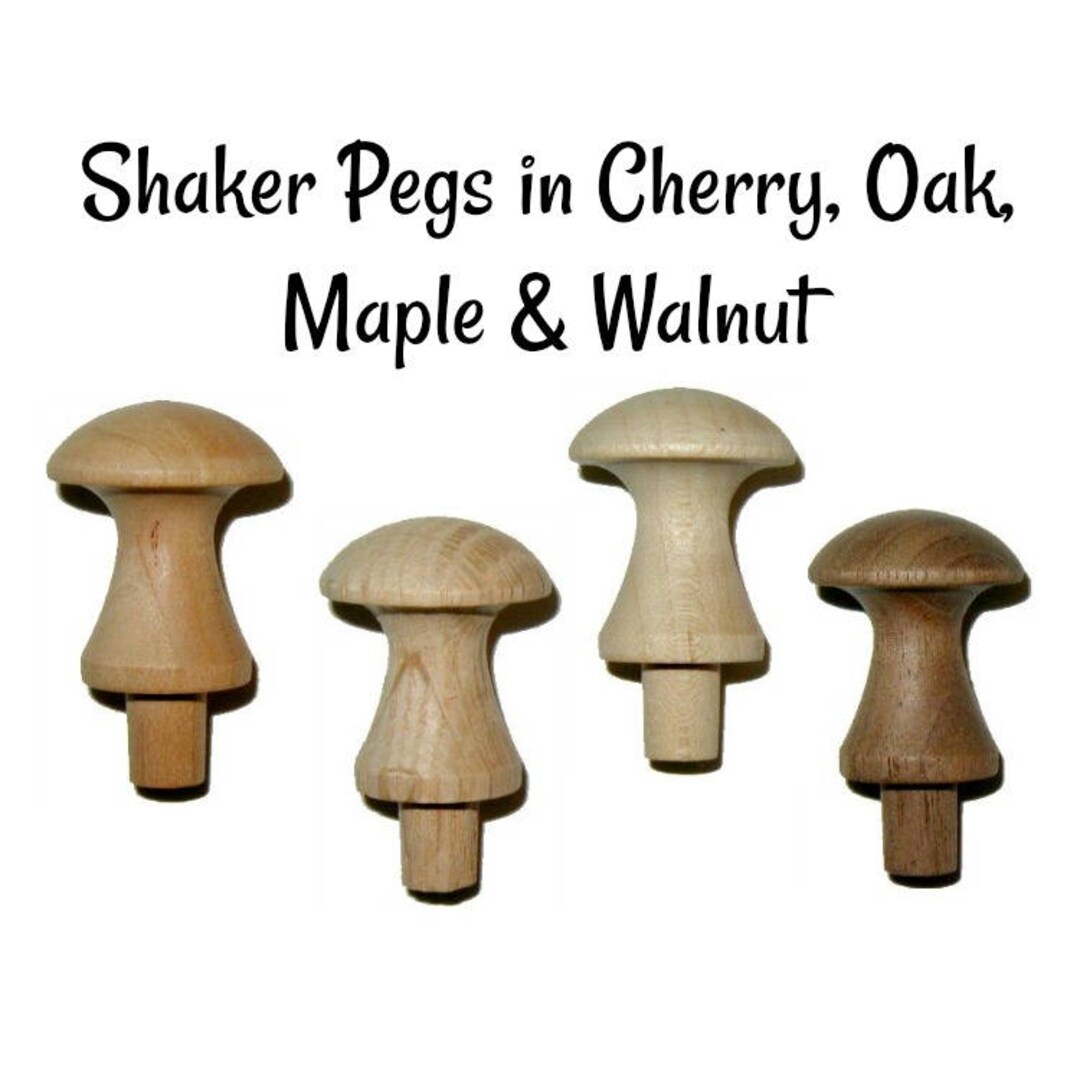 SHAKER KNOBS - Walnut, Maple, Cherry, and Red Oak - Shaker Pins ...