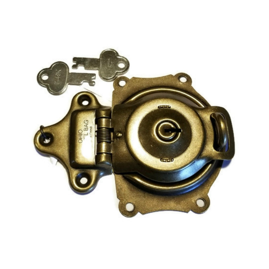 Trunk Lock - Antique Brass Finish Flush Mount Trunk Lock With Keys - Etsy