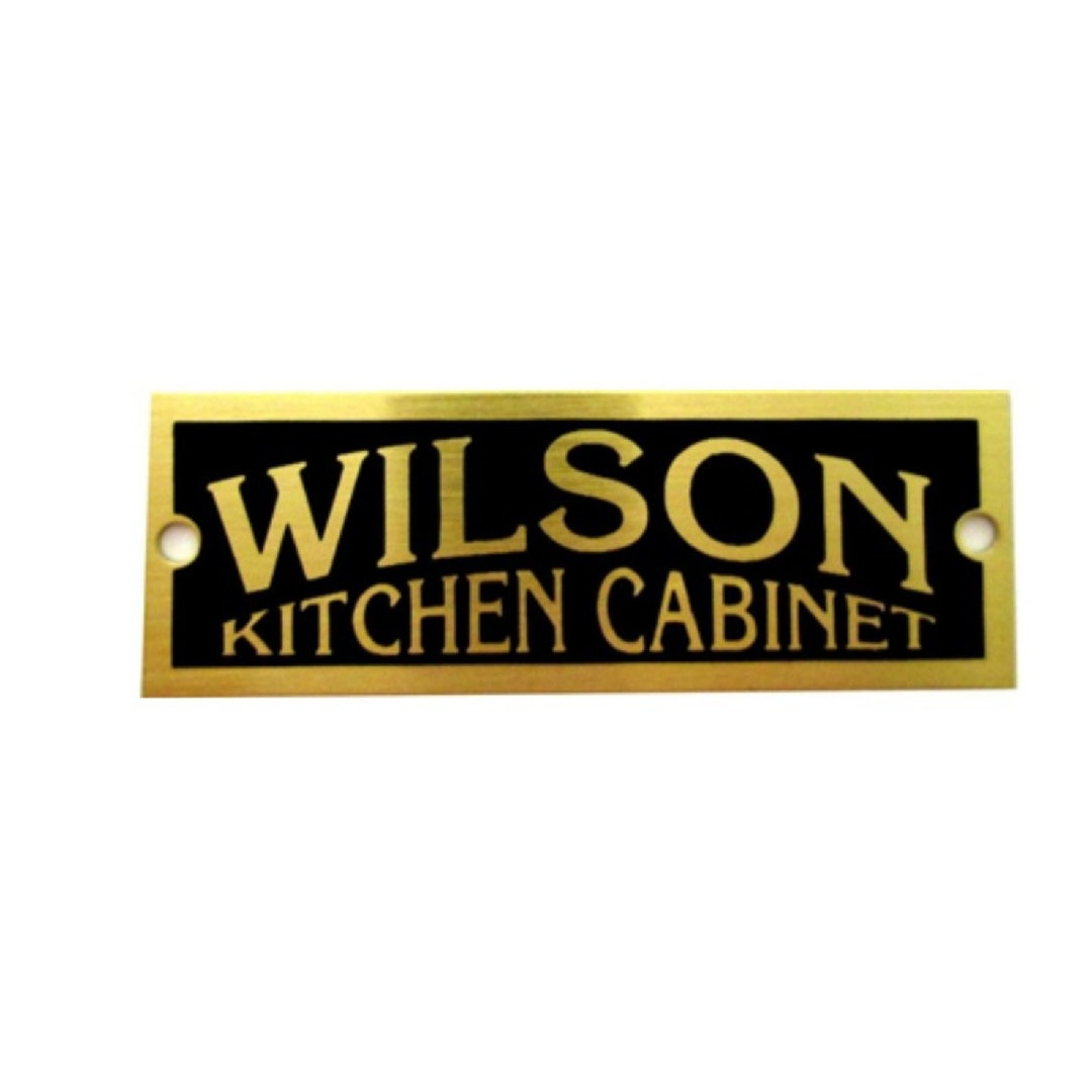Wilson Nameplate Reverse Black Print on Stamped Brass Hoosier Type ...