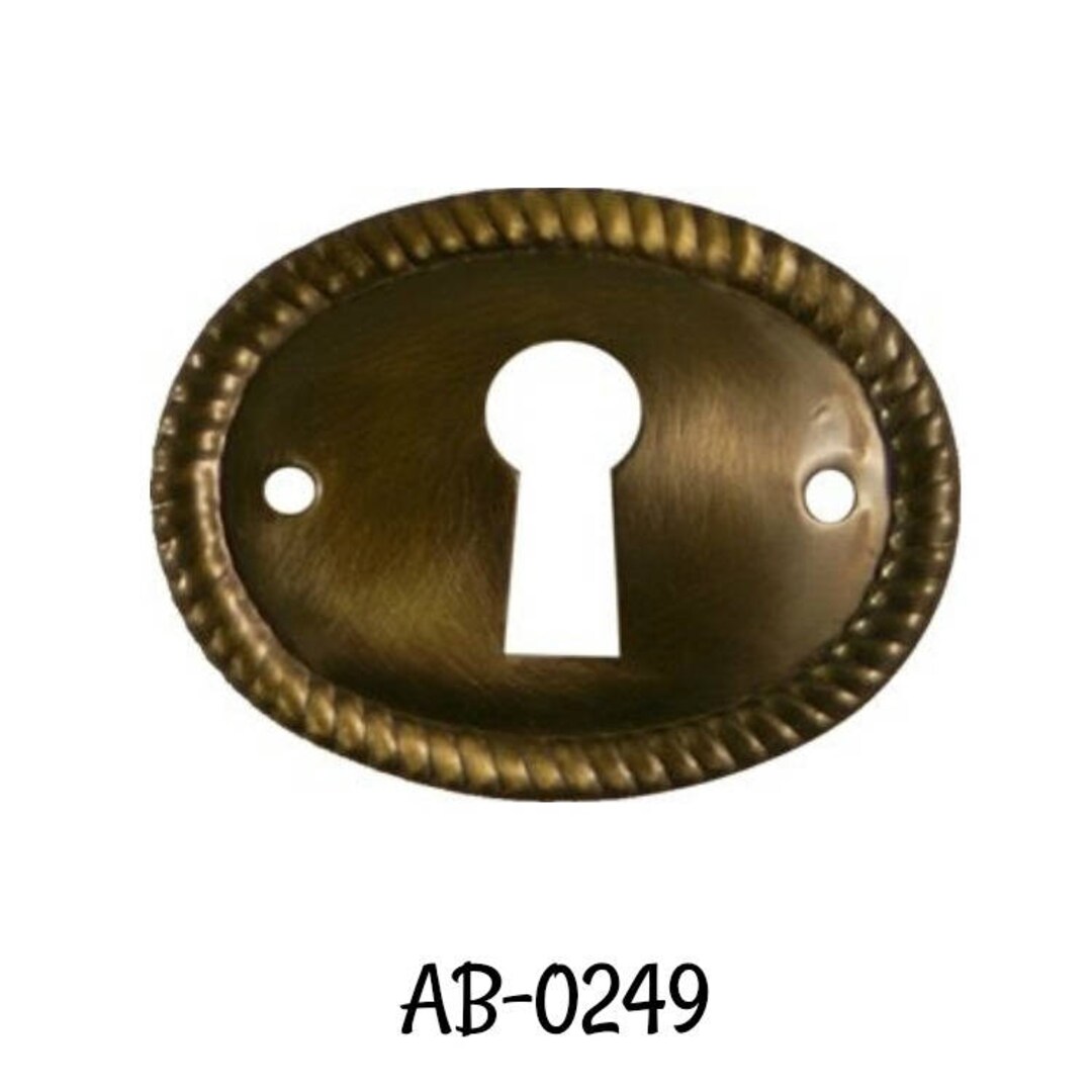Key Hole Cover - Antiqued Stamped Brass Oval Horizontal Keyhole Cover ...