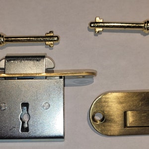 Lock - Full Mortise ROLL TOP DESK Lock Set With Rounded Plates Includes ...