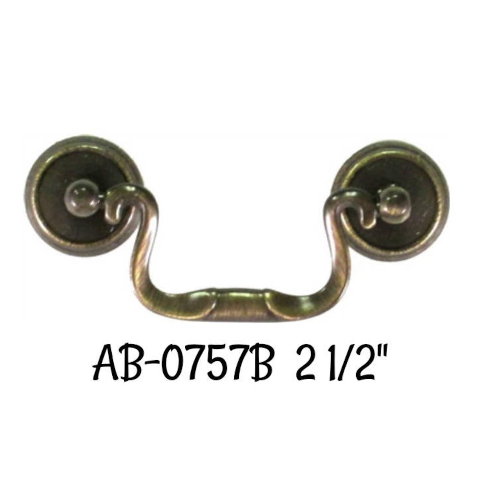 Drawer Pull - Queen Anne Style Antiqued Cast Brass Bail Pull ...