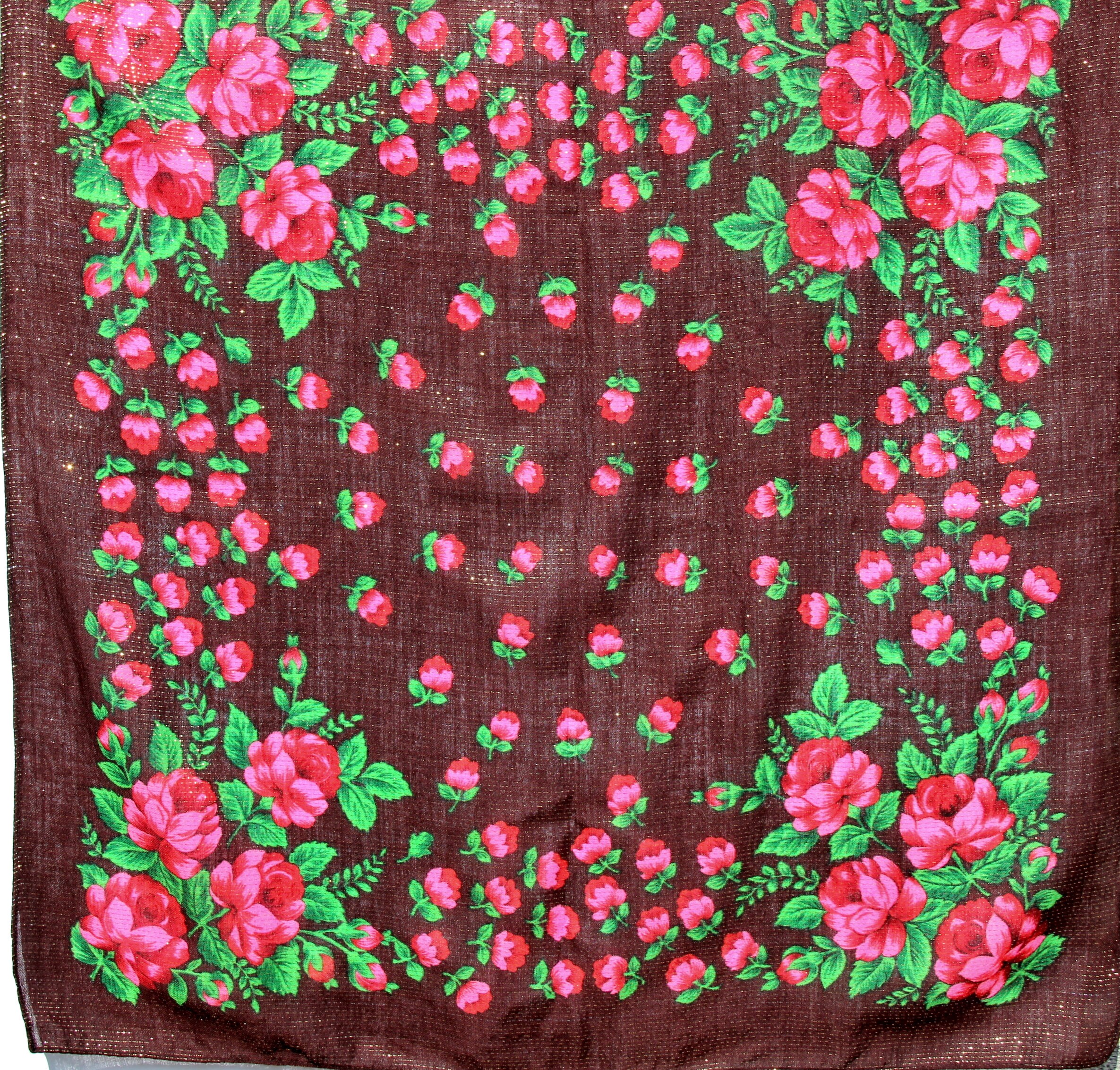 Soviet Vintage Brown Scarf With Slavic Red Floral Ornament - Etsy
