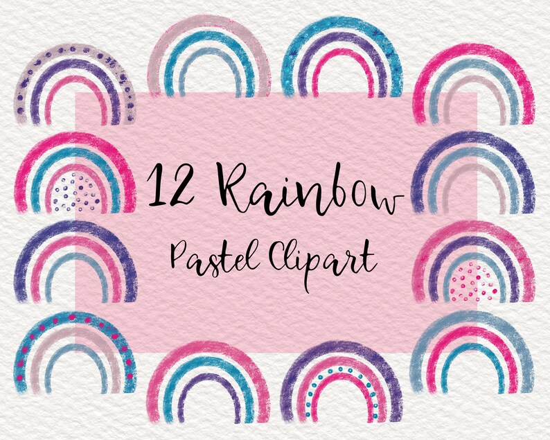 Cute Rainbows Clipart Pink & Purple Pastel Boho Rainbow - Etsy