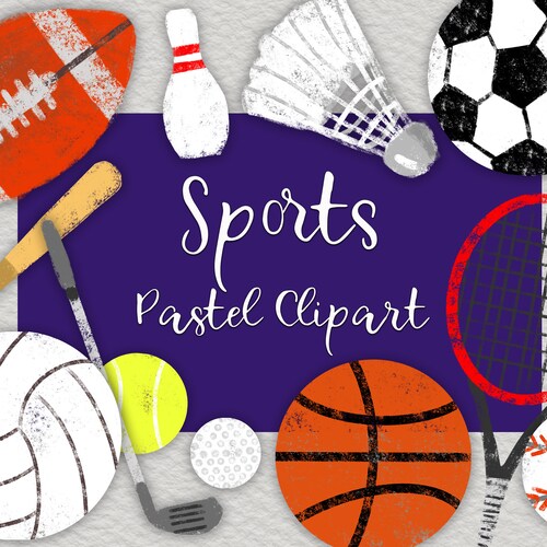 Watercolor Sports Clipart Football Basketball Baseball - Etsy