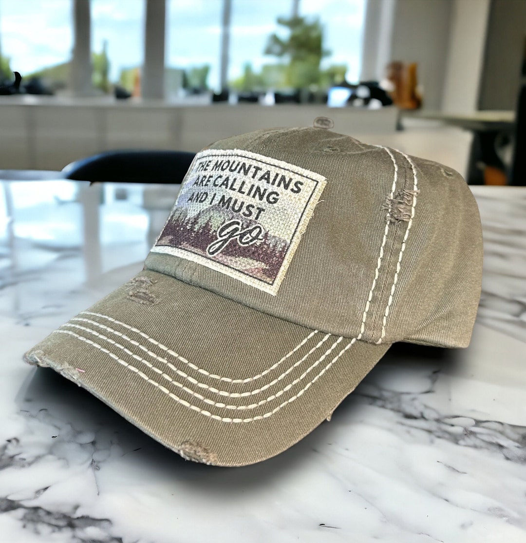 Mountain Patch Dad Hat the Mountains Are Calling and I Must Go Graphic Vintage Washed Hat Raggy ...