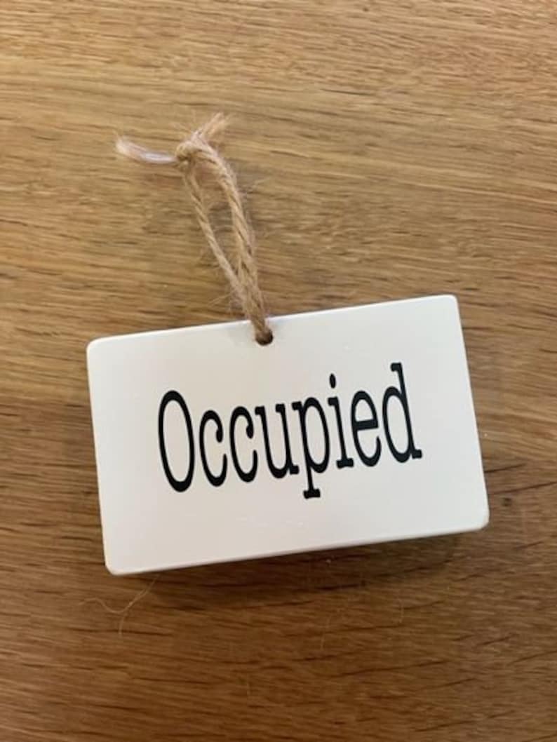 Bathroom Sign, 2 Sided Reversible Hanging Wood Sign for Bathroom Door ...