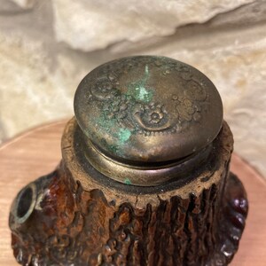 Vintage Carved Wood Tree Stump Inkwell Vintage Desk | Etsy