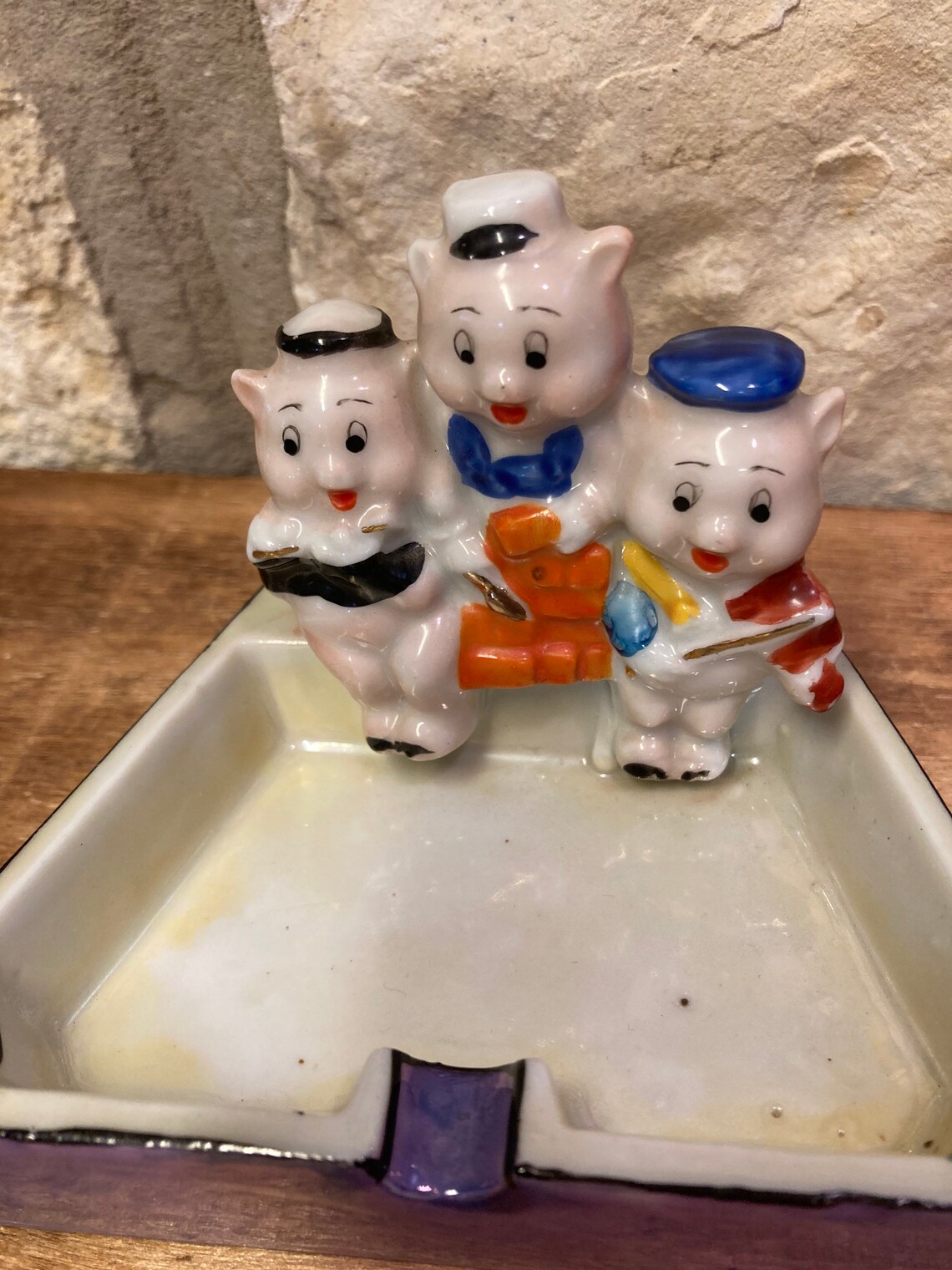 Vintage Three Little Pigs Playing Musical Instruments Ashtray - Etsy