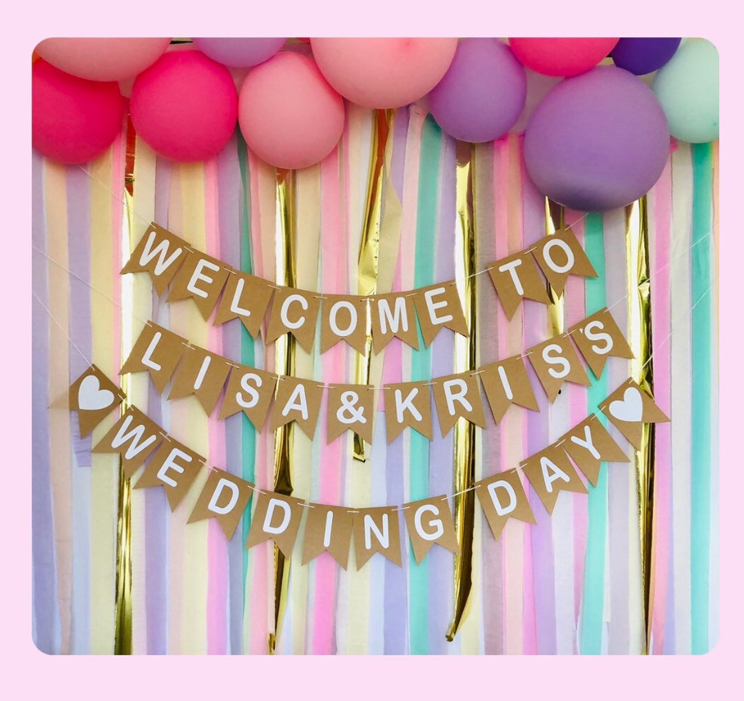 Personalised Welcome Wedding Sign to the Wedding of Banner Bunting ...
