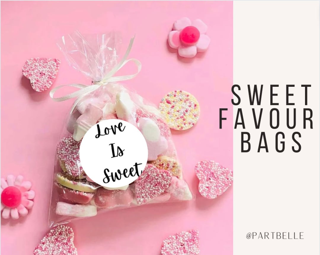 Favour Sweet Bags With Personalised Stickers, Personalised Sweet Bag ...