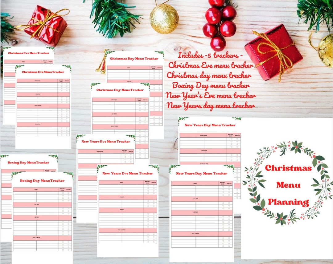 PRINTABLE CHRISTMAS Menu Planner PDF Tracker Planner, Menu Budget ...