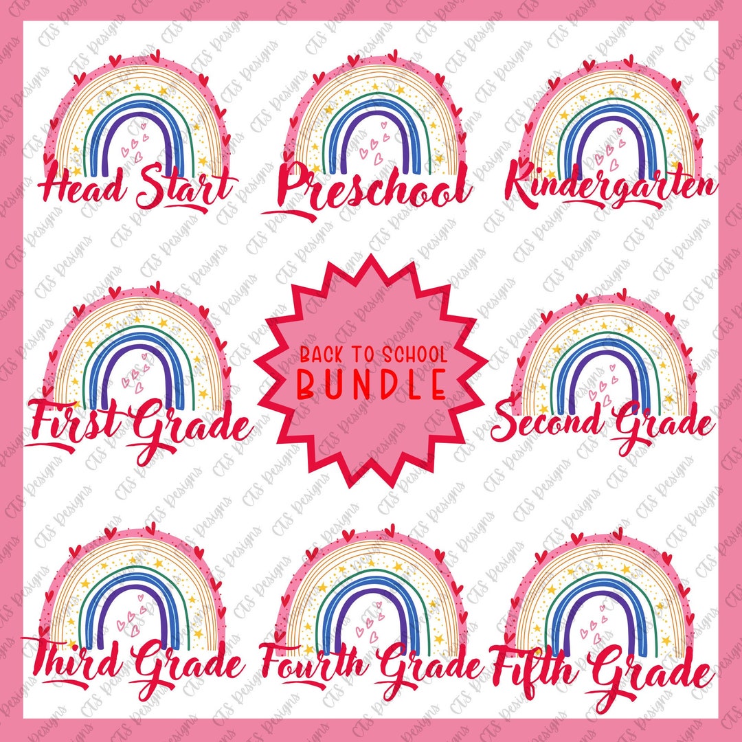 Rainbow School Bundle PNG | School Vibes | Back to School Svg | Pre K ...