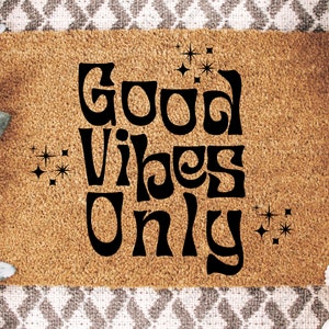 Good Vibes Only PNG SVG Retro Welcome Groovy Welcome Design Door Mat ...