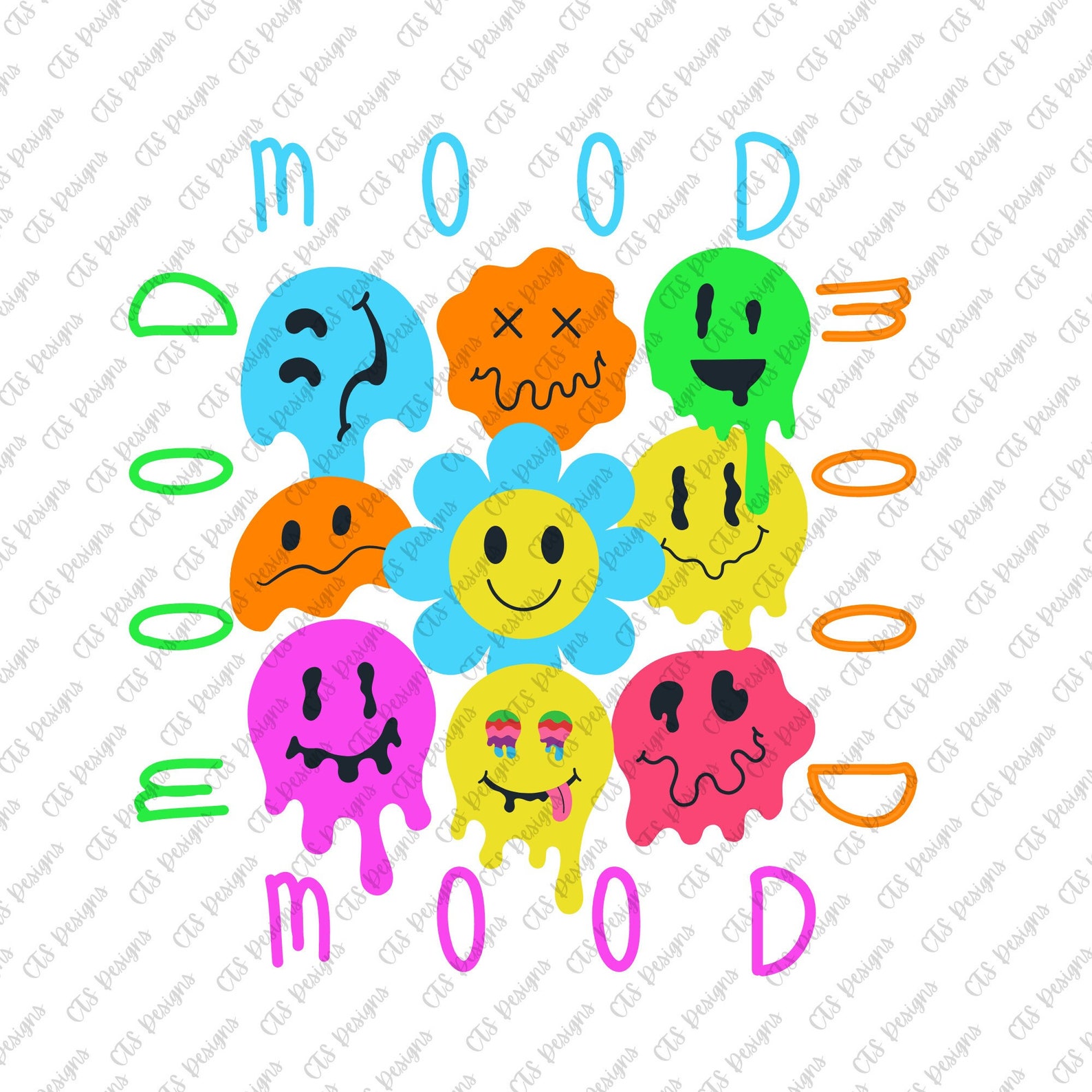 Mood Smiley PNG Smiley Face Mood Smiley Drip Smiley Neon Colors Bright ...