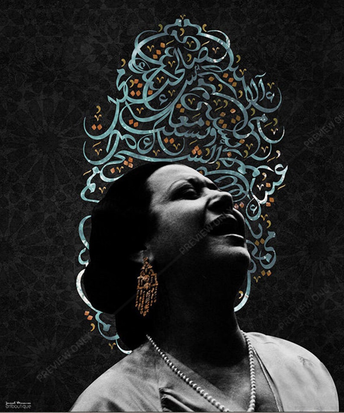 Umm Kulthumام كلثوم - Digital Art Printing on Canvas, Small, Medium ...