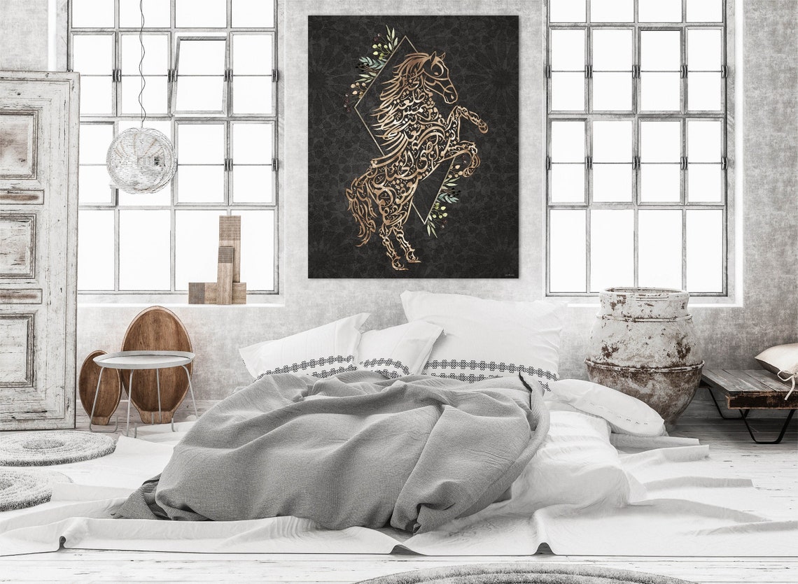Horse Calligraphy خيل عربي | Art Printing on Canvas, Large Canvas, Home ...