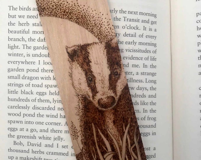 Badger Hand Pyrographed Wooden Bookmark - Etsy UK
