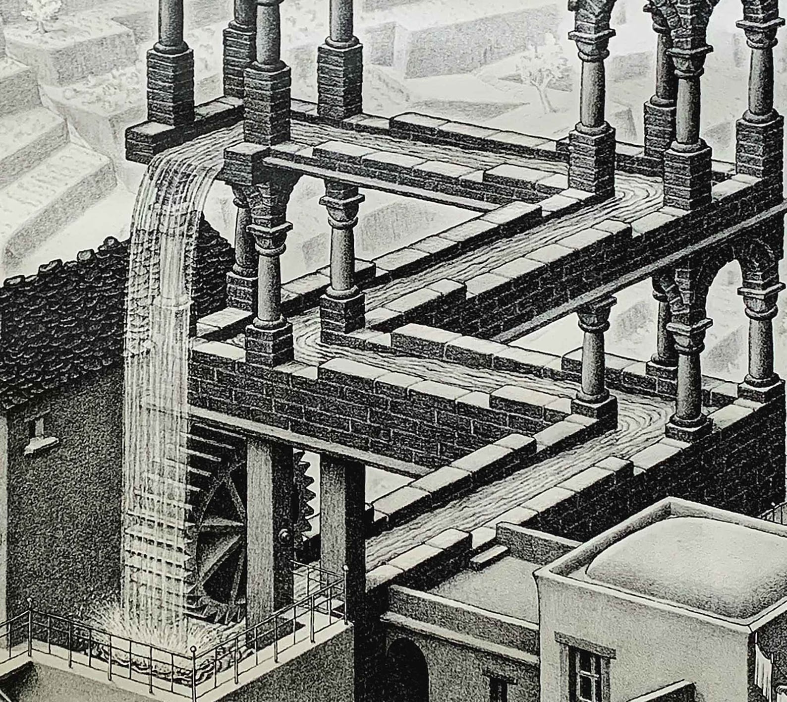 M C Escher MCE Cascada Litografía 1961 Perpetuo Motion Machine | Etsy