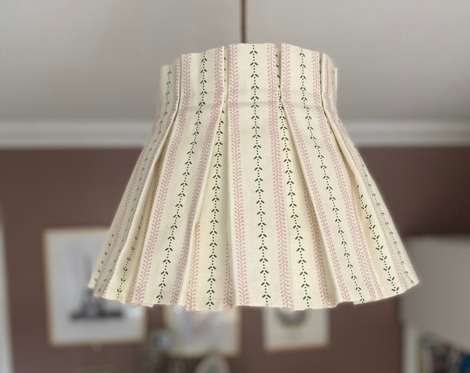 Pleated Lampshade | Box Pleat Lampshade | Pink and Green Striped Fabric ...