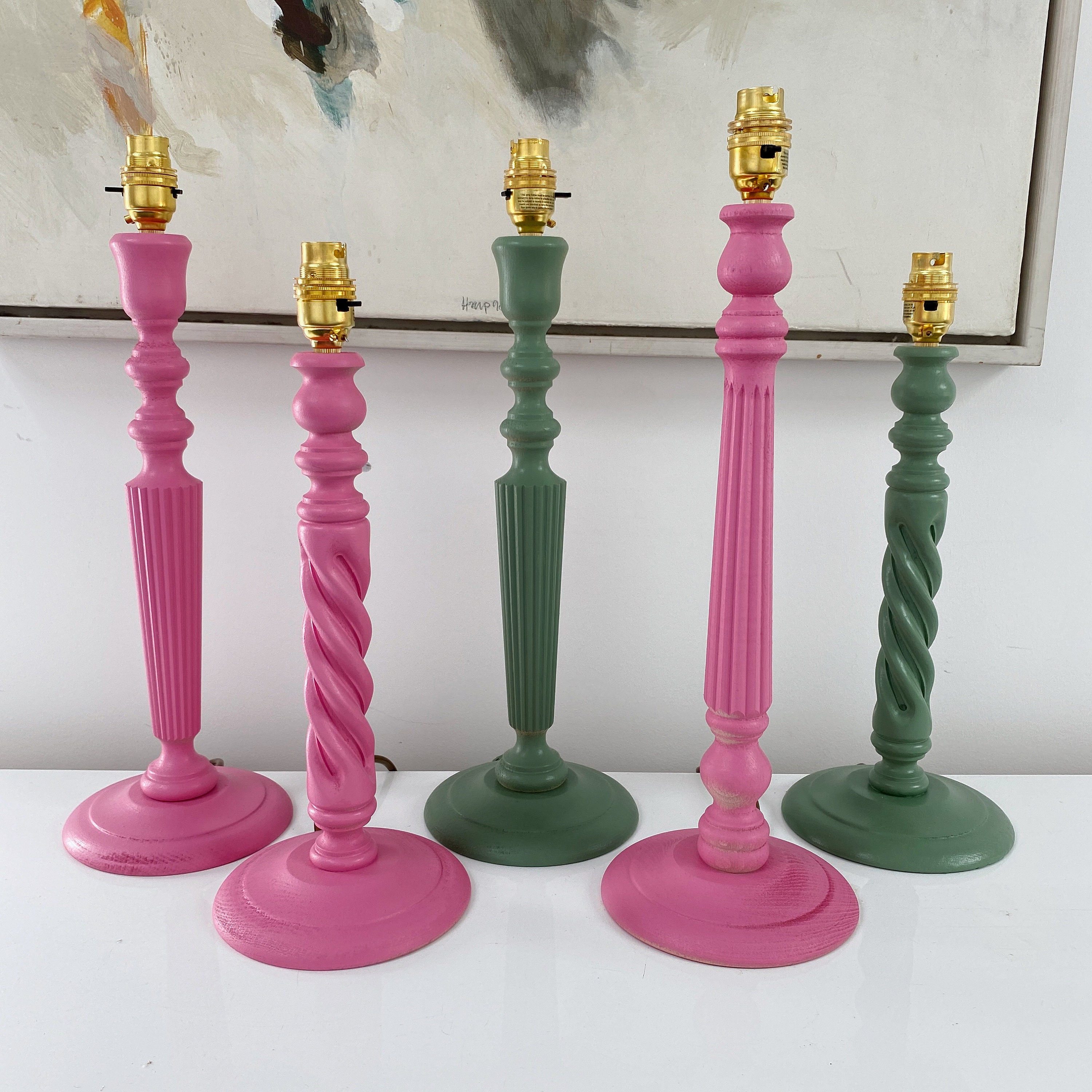 Wood Table Lamp Base Painted - Etsy