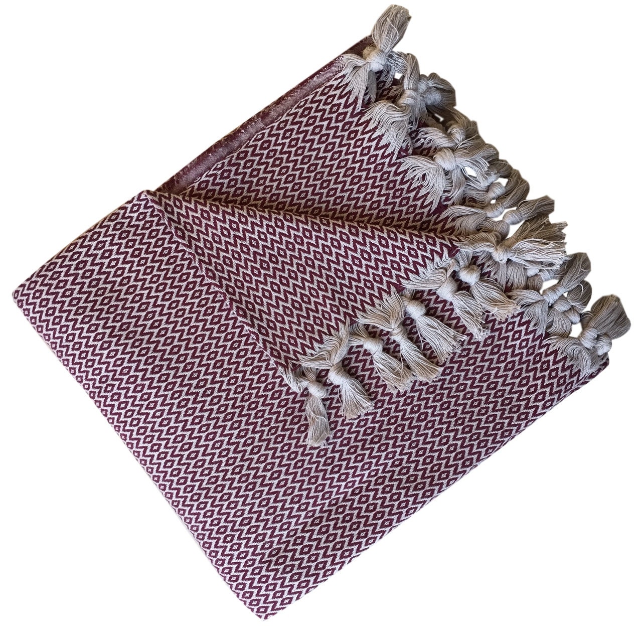 Handwoven Cotton Burgundy Red Blanket Bedspread Throw | Etsy