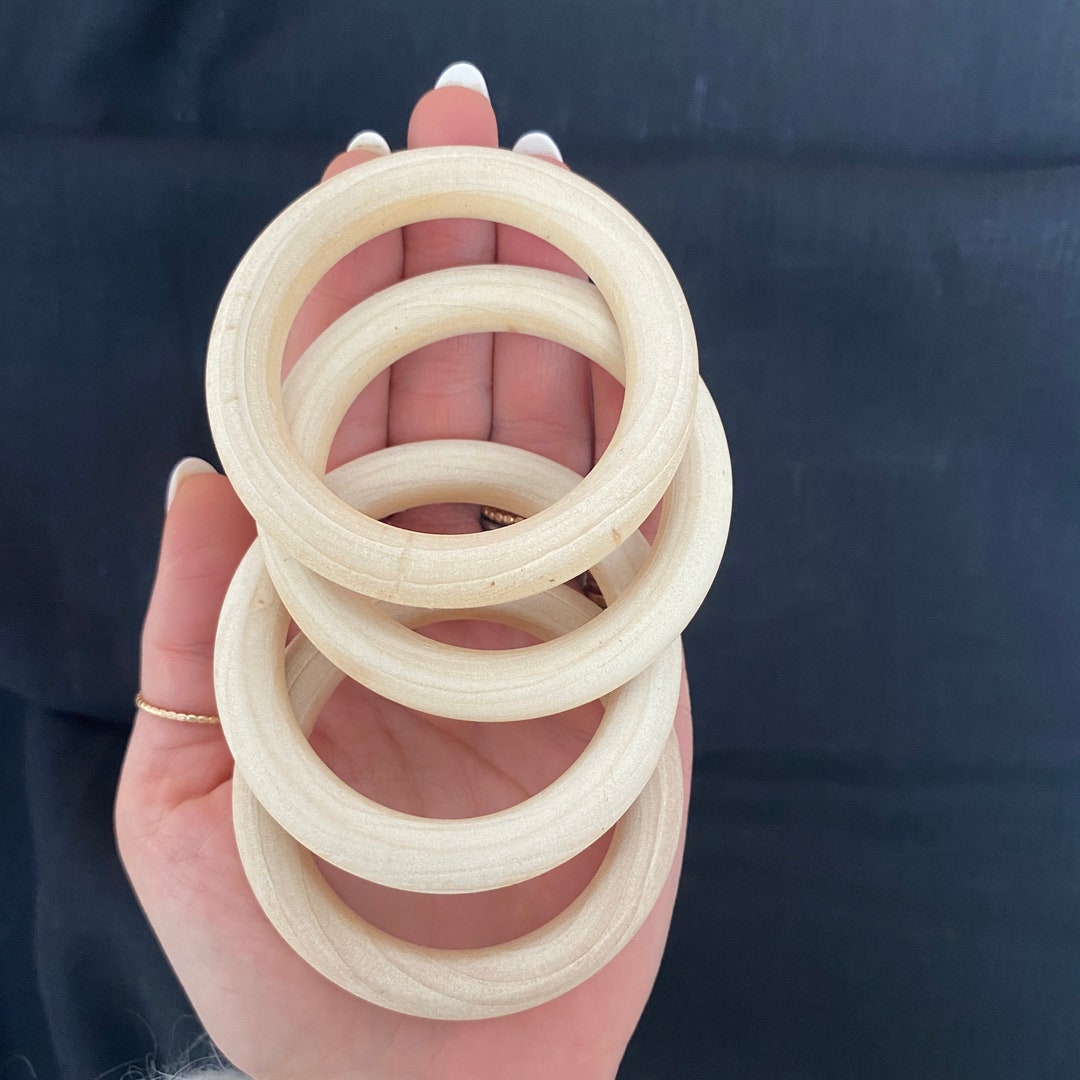 Natural Wooden Rings for Crafts, Macrame Rings, Wooden Hoop Hanger ...