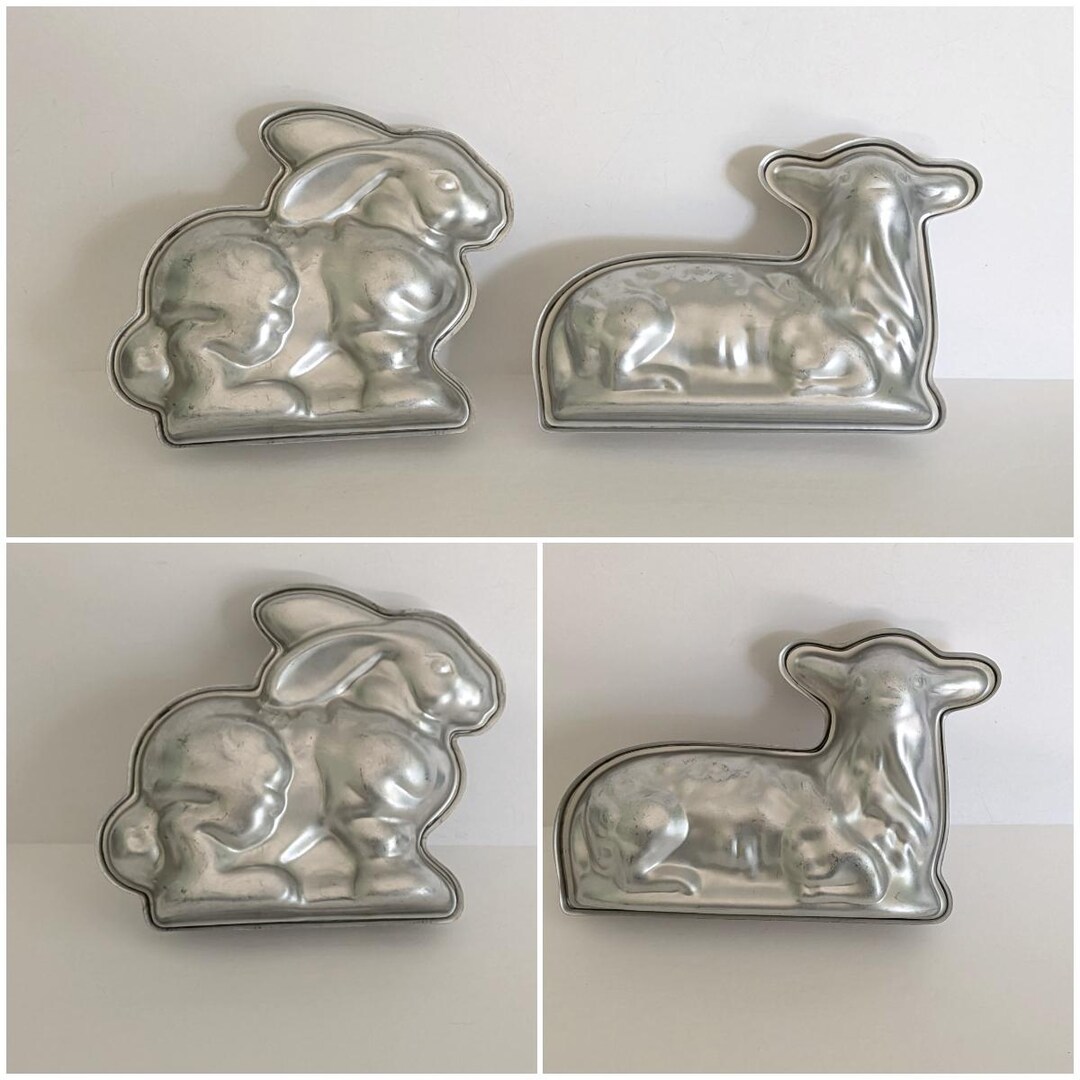 Vintage Aluminum Cake Mold Cake Pan, 2pc Choice, Bunny Rabbit - Lamb ...