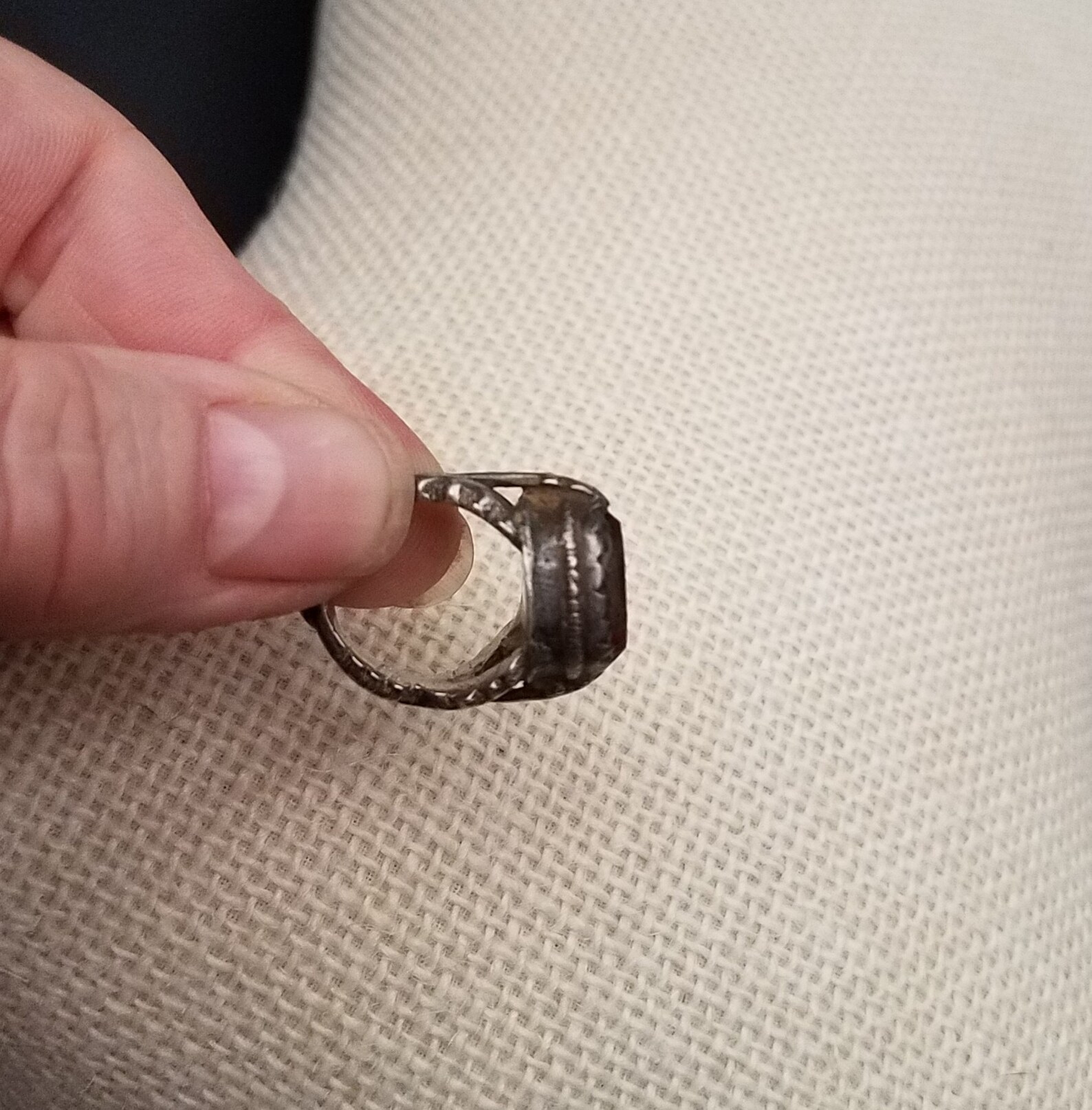 Vintage Silver Ring from Pakistan Size 4 Red Glass Center | Etsy