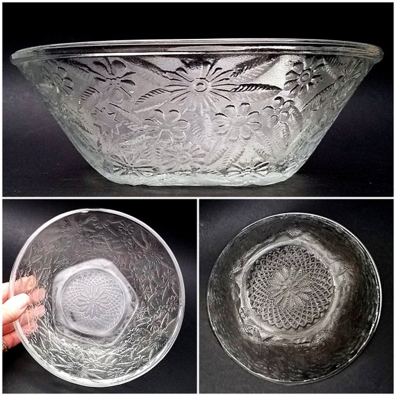 1930s Indiana Glass Pineapple Floral Serving Bowl Vintage - Etsy
