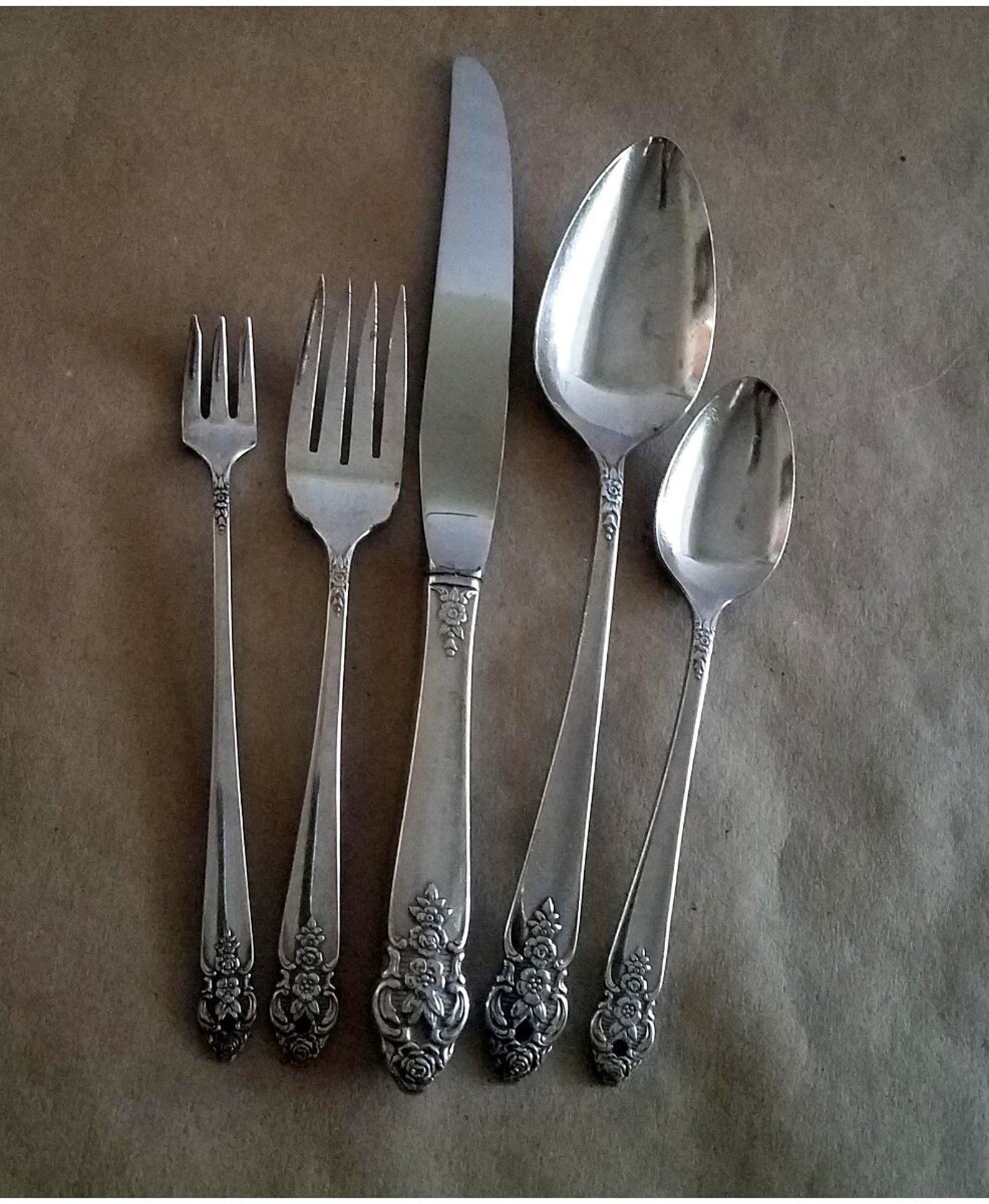1951 DISTINCTION Silver Plate Flatware, Ornate Floral Handle, Prestige ...