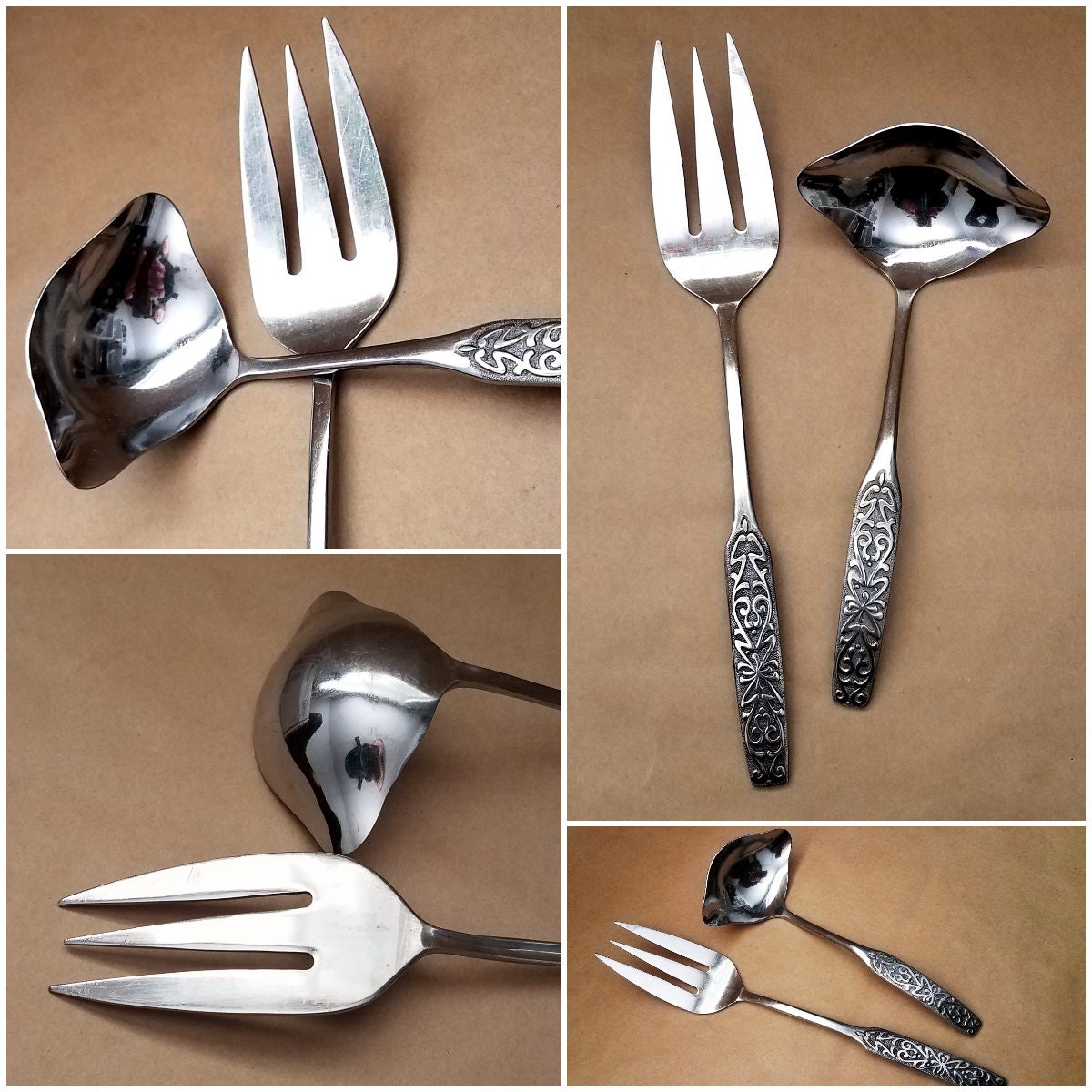 National VALINDA Stainless Flatware, Gorgeous Silver With Black Accent ...