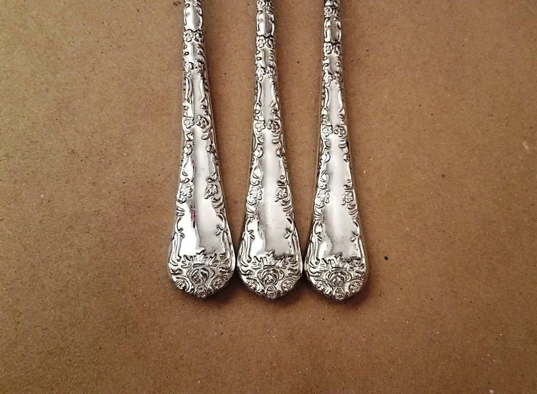 ENCHANTED ROSE Silverplate Flatware by Rogers, Ornate Floral Silverware ...