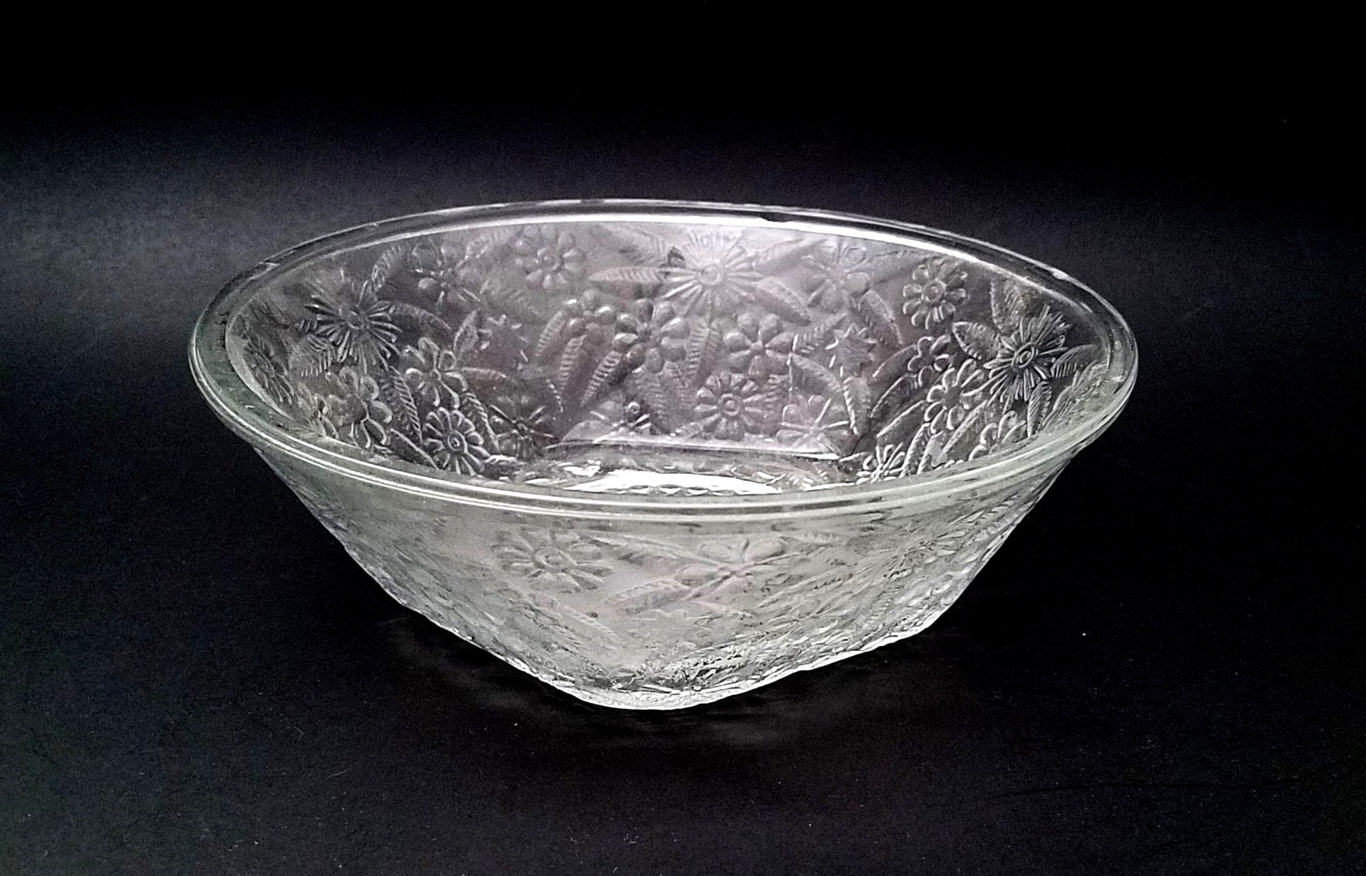 1930s Indiana Glass Pineapple Floral Serving Bowl Vintage - Etsy