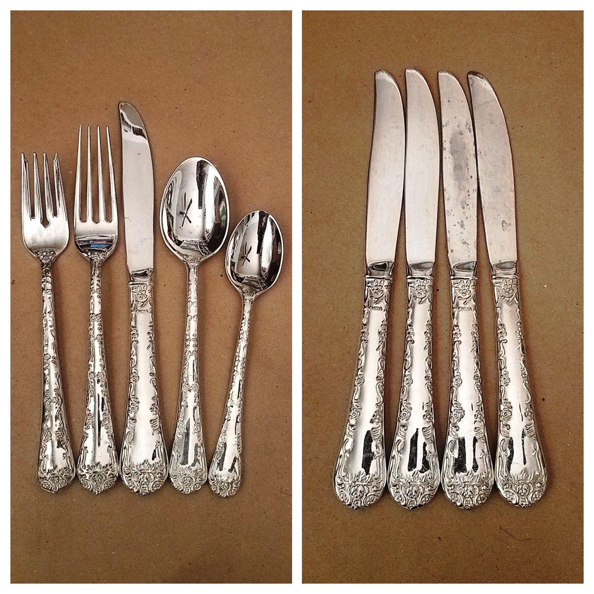ENCHANTED ROSE Silverplate Flatware by Rogers, Ornate Floral Silverware ...