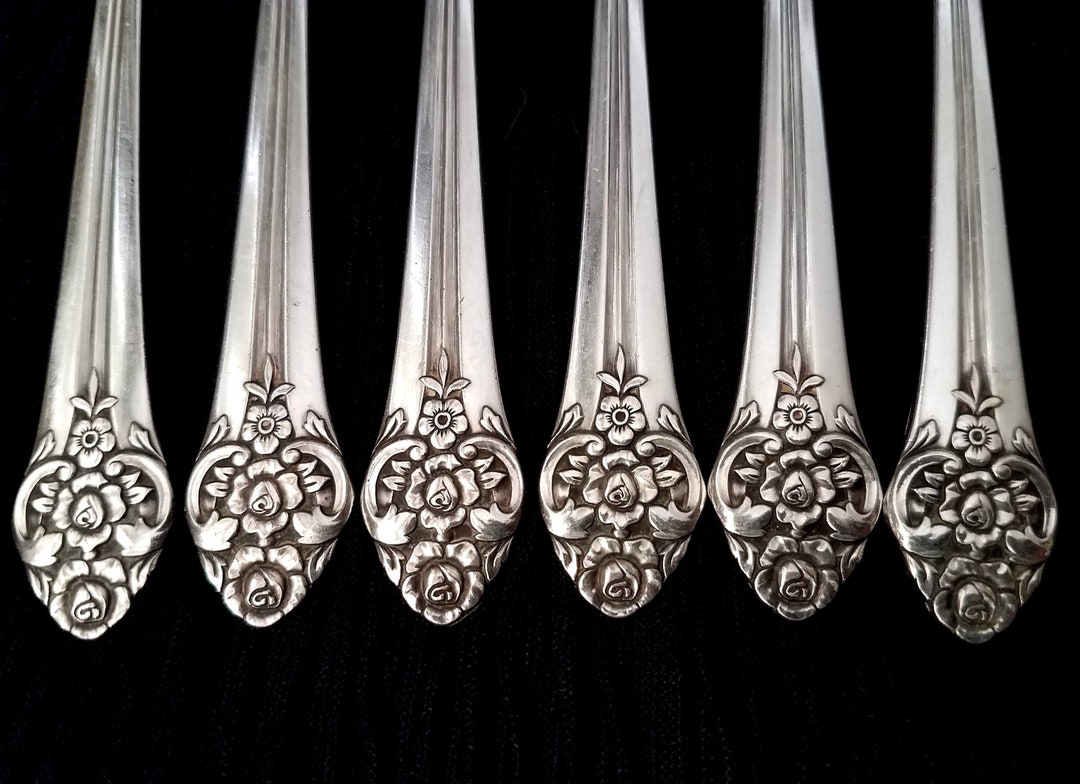 1948 PLANTATION Silver Plate Flatware, Vintage Ornate Floral 1881 ...