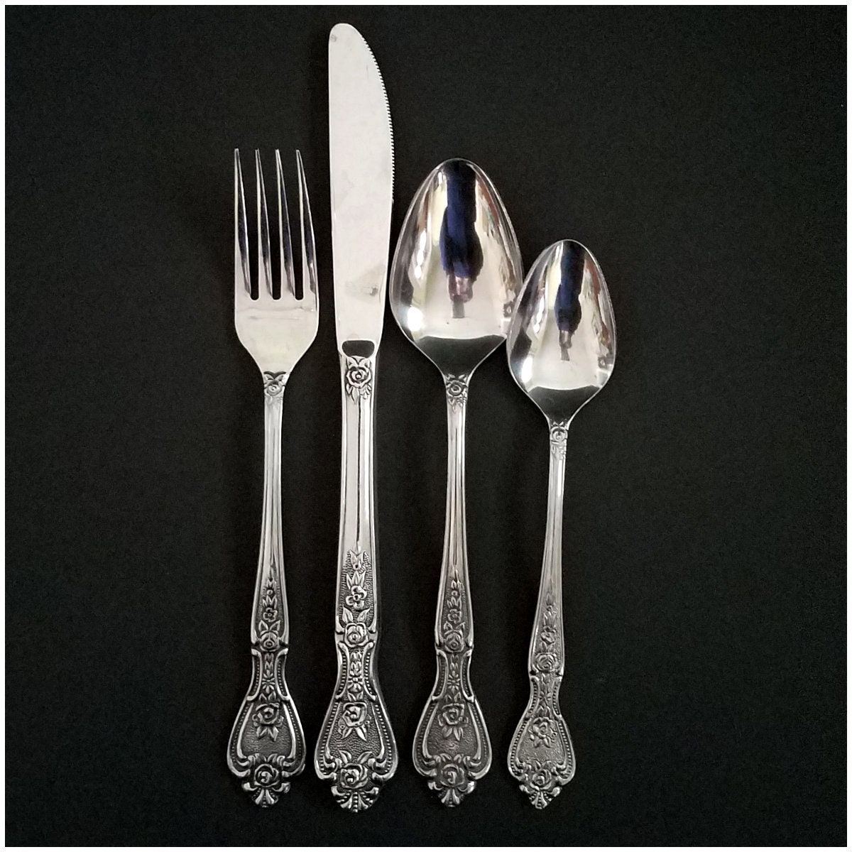 Normandy Floral Stainless Silverware Flatware, Japan, Ornate Floral ...