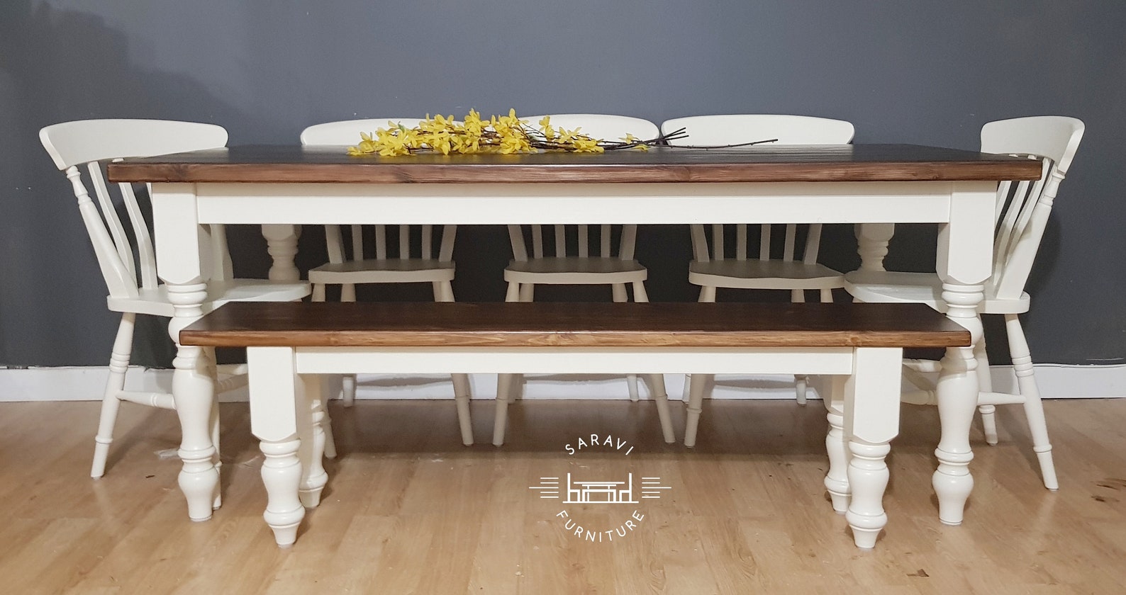 Farmhouse Dining Table and Chairs 6ft Table With Bench | Etsy