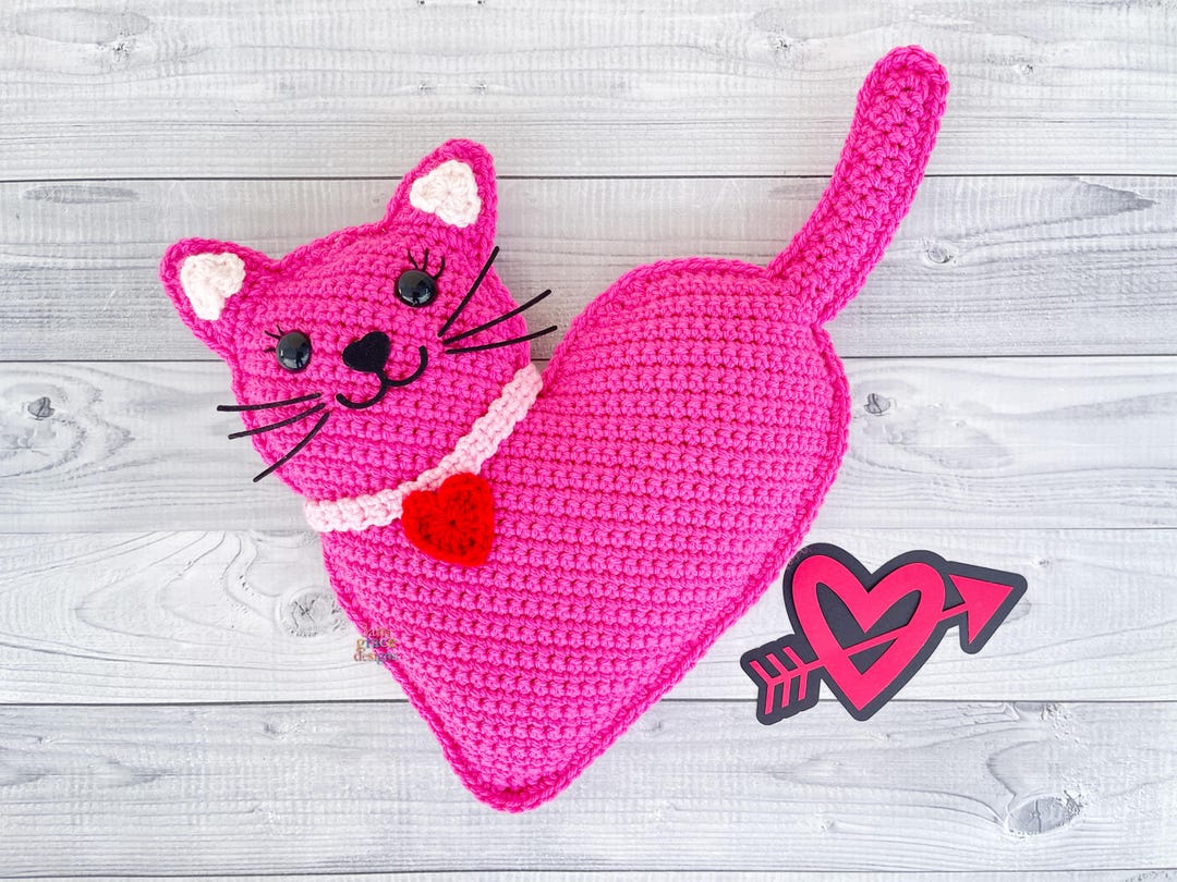 Valentine Heart Cat Amigurumi Plushie Crochet Pattern Kawaii Cuddler ...